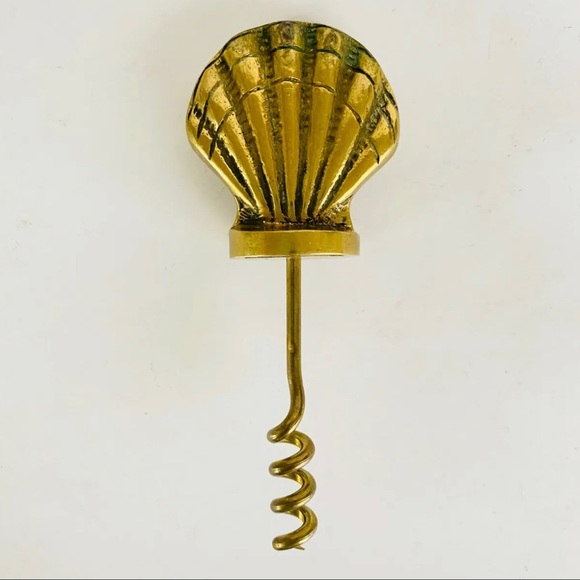Dining | Solid Brass Shell Corkscrew Barware Tropical Cottage Beach ...